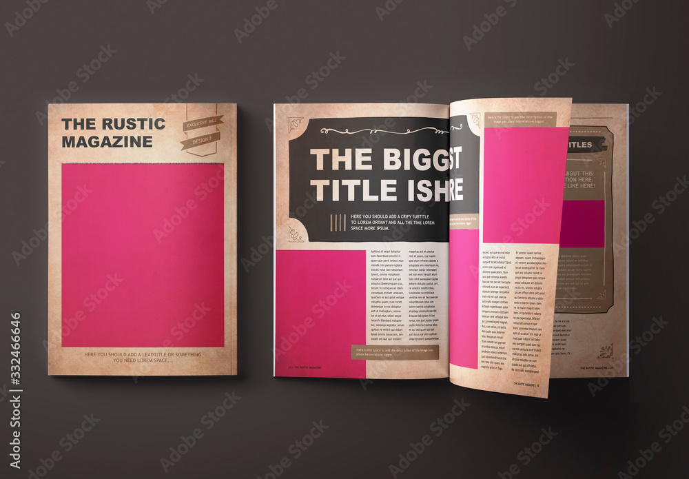 Rustic Magazine Layout Stock Template | Adobe Stock