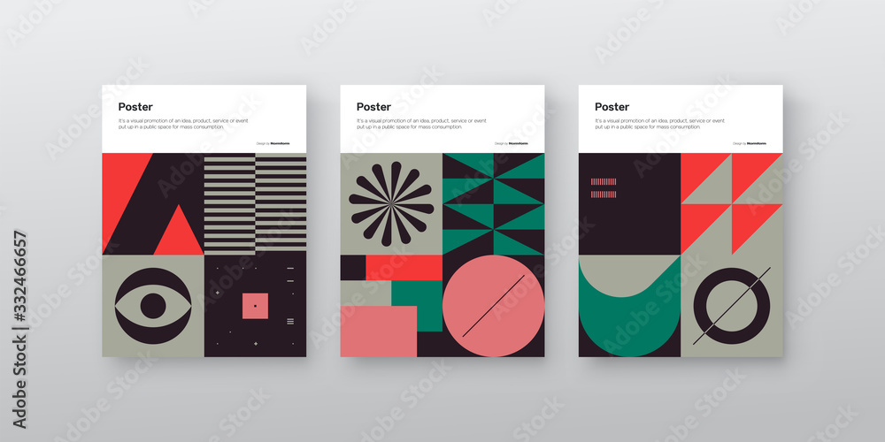 Bauhaus Design Poster Mockup Collection Stock Vector | Adobe Stock