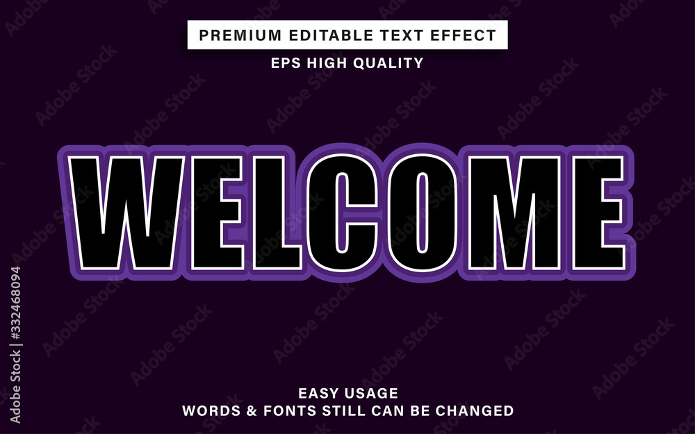 welcome text effect Stock Vector | Adobe Stock