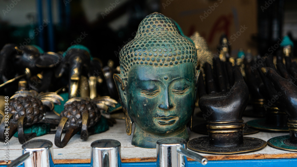 Balinese wooden souvenirs and crafts. A variety of tourist crafts and ...