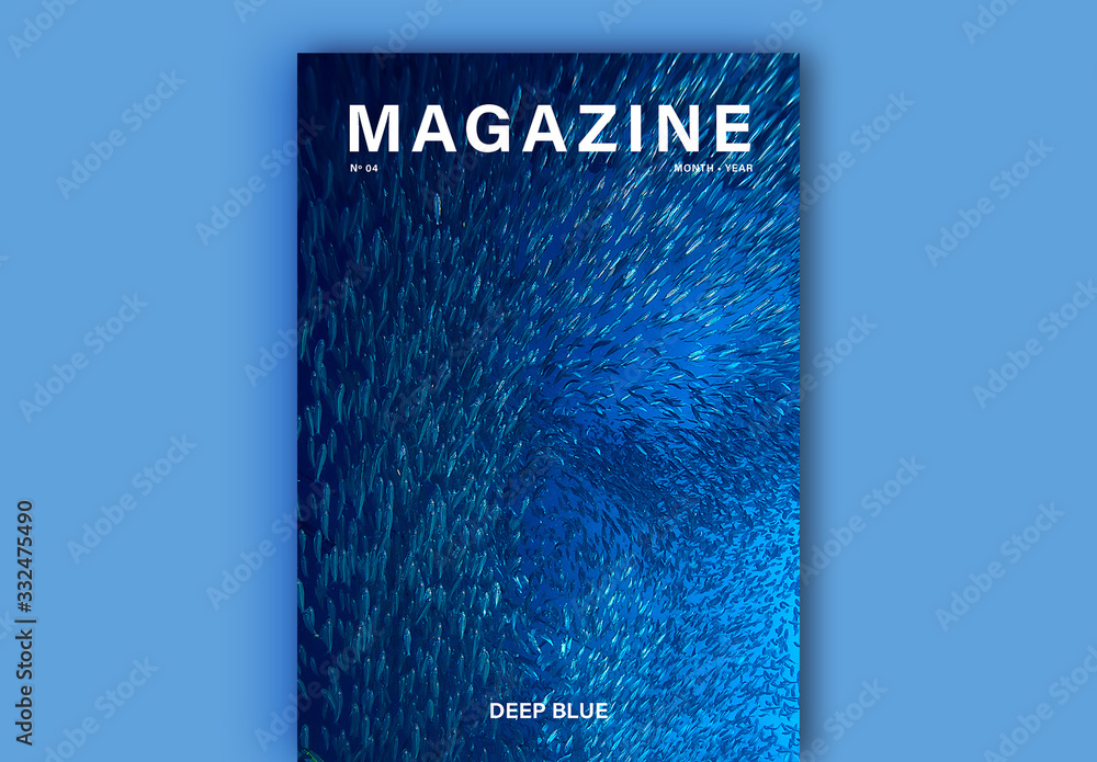 Magazine Layout with Blue Accents Stock Template | Adobe Stock