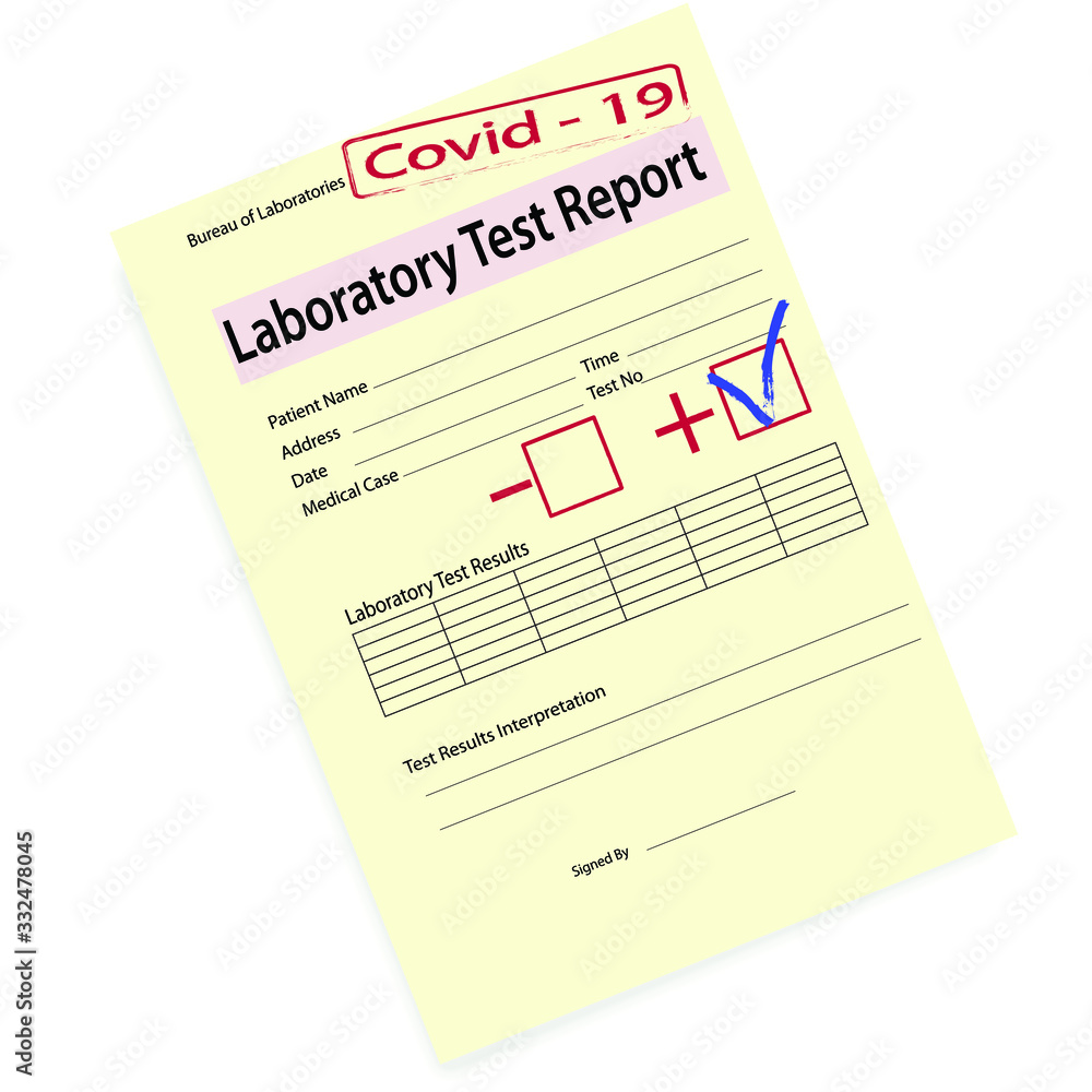 vector drawing of the medical test form for COVID-19 coronavirus. Stock ...