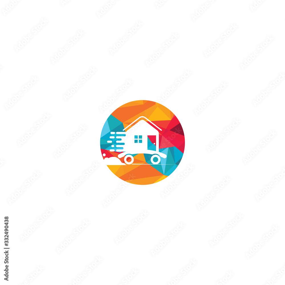 House moving company logo design. Home logo with moving symbols. Stock ...