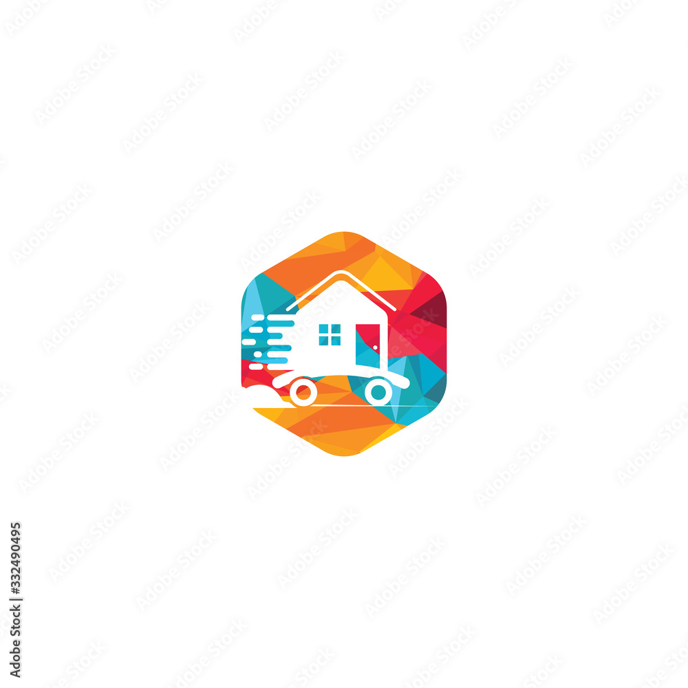 House moving company logo design. Home logo with moving symbols. Stock ...
