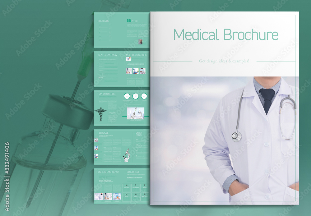 Teal Medical Brochure Layout Stock Template | Adobe Stock