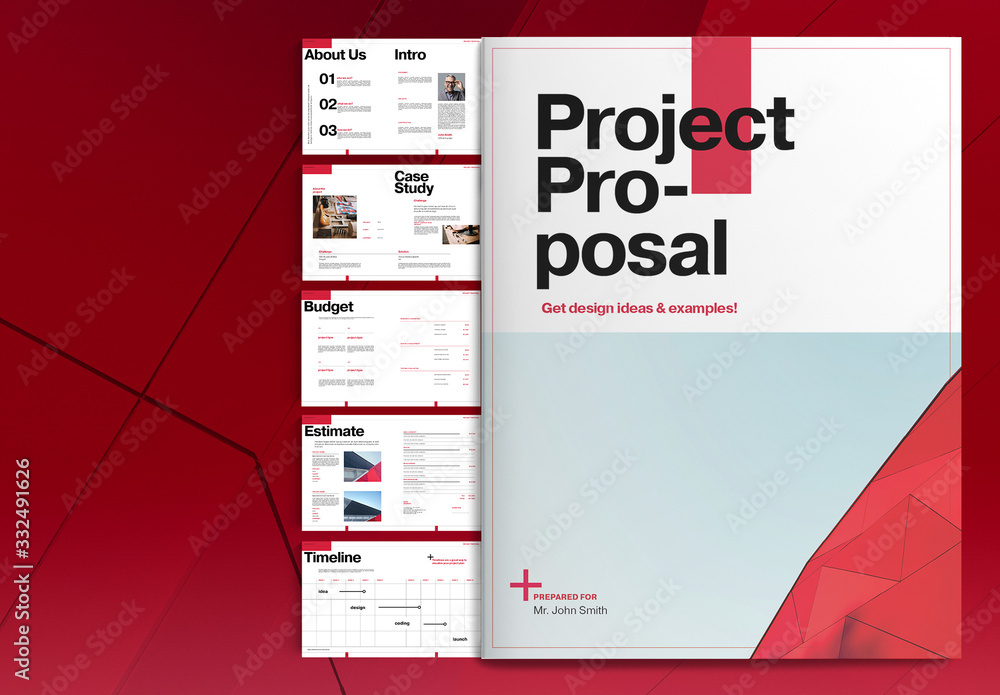 Proposal Layout with Red Accents Stock Template | Adobe Stock