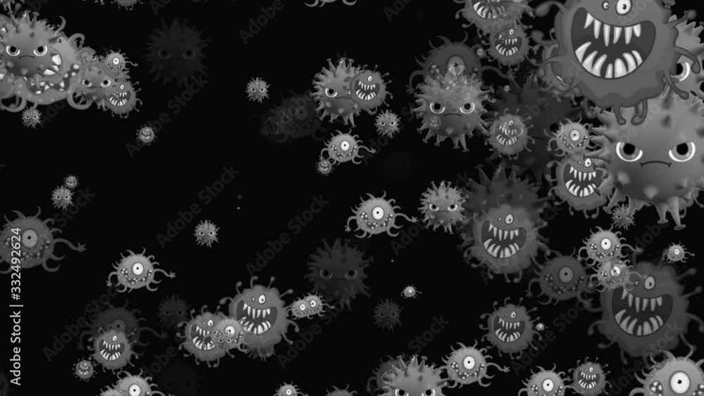 Evil cells of coronavirus bacterium, characters emoji of covid 19 virus ...