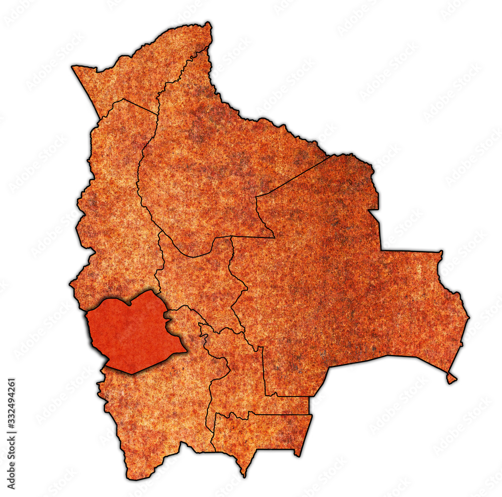 territory of Oruro region on administration map of Bolivia Stock ...