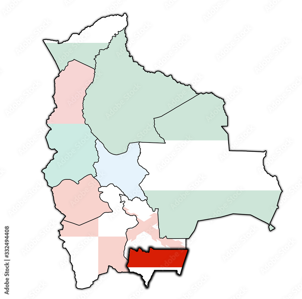 territory of Tarija region on administration map of Bolivia Stock ...