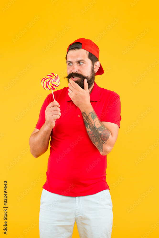 Harmful for teeth health. Sweets addicted. Hipster lollipop candy ...