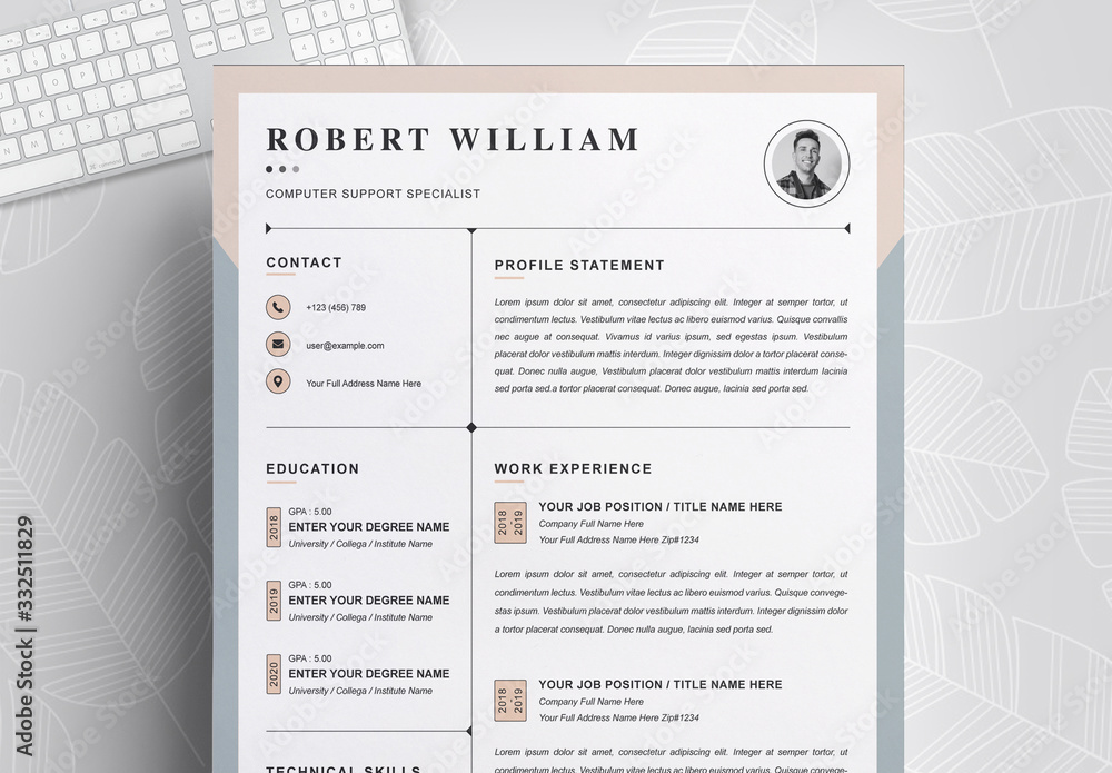 Tan and Gray Resume and Cover Letter Layout Set Stock Template | Adobe ...