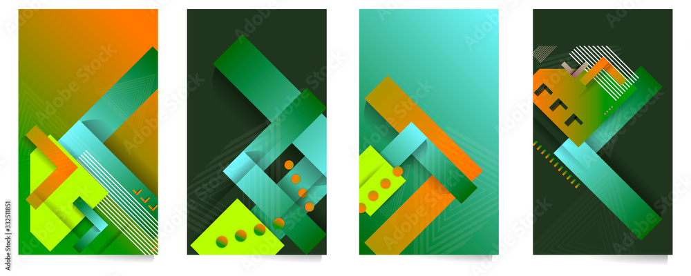 New Set modern colorful flow poster. Liquid shape in blue color ...