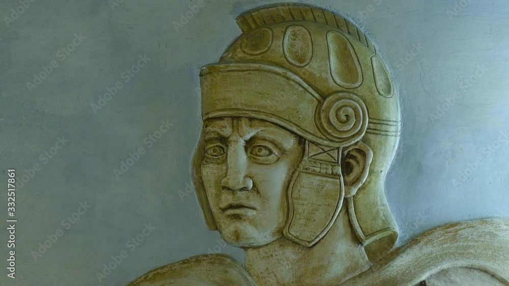 Ancient Roman soldier. Ancient Roman warrior. Fresco of the ancient ...