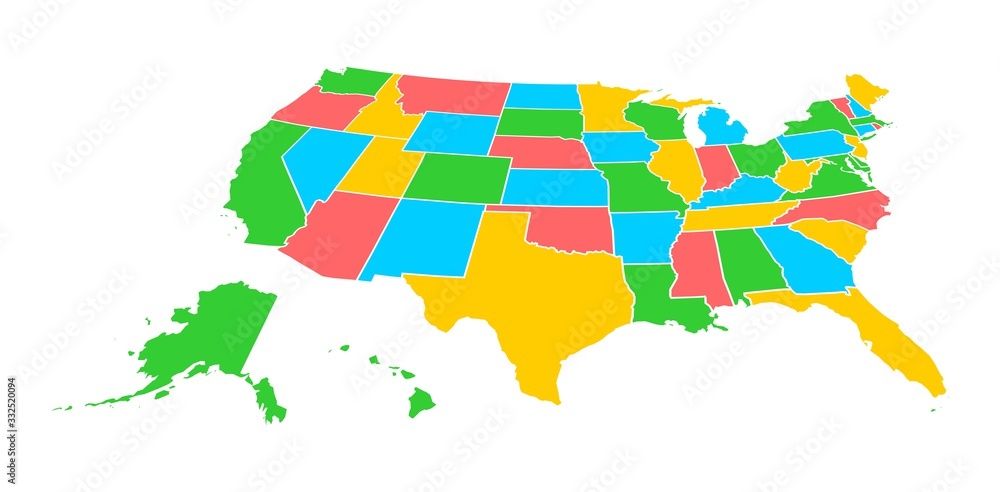 US America map vector illustration 3d perspective view Stock Vector ...