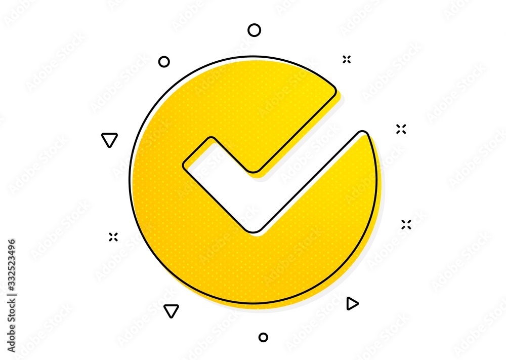 Approved Tick sign. Check icon. Confirm, Done or Accept symbol. Yellow ...