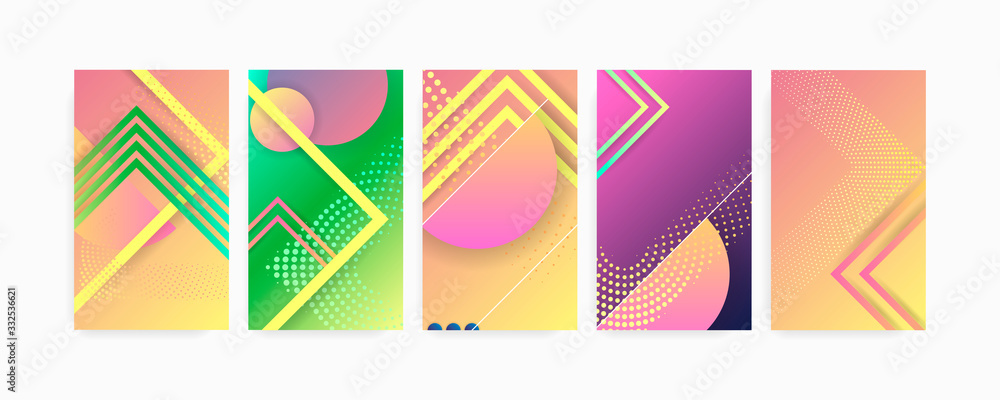 Set of bright original backgrounds template in summer juicy colors ...