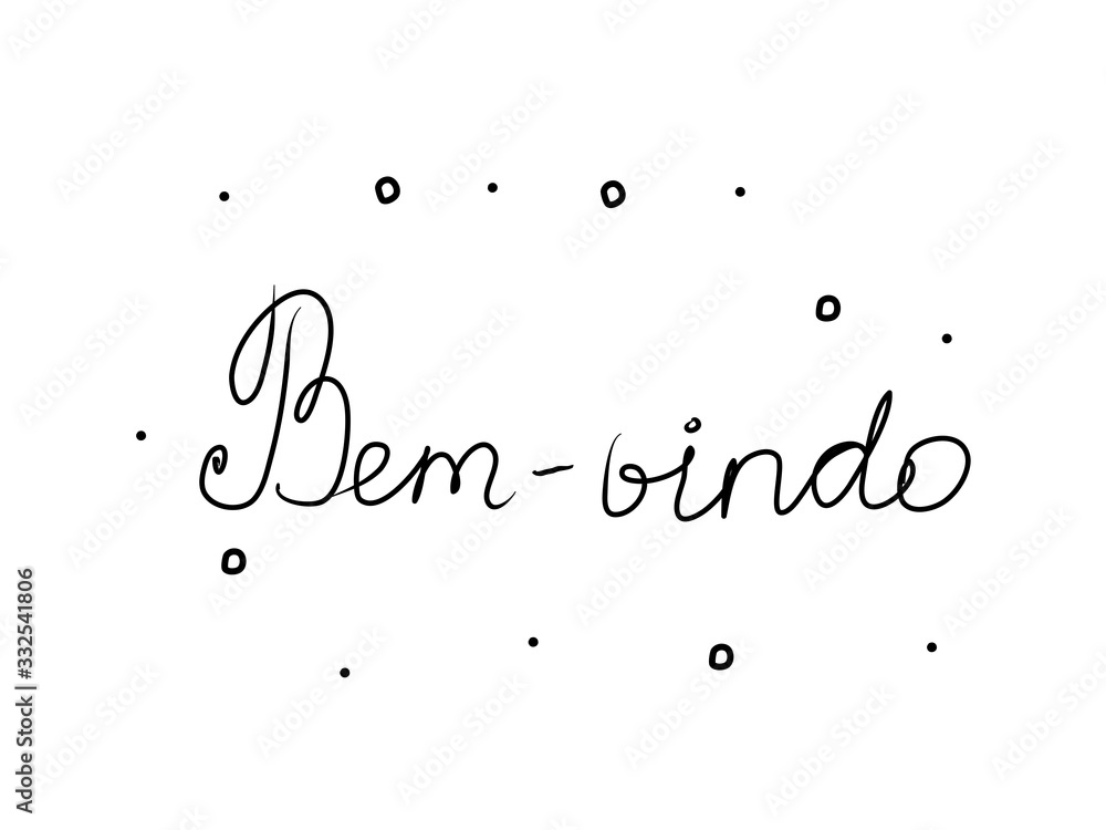 Bem-vindo phrase handwritten with a calligraphy brush. Welcome in ...