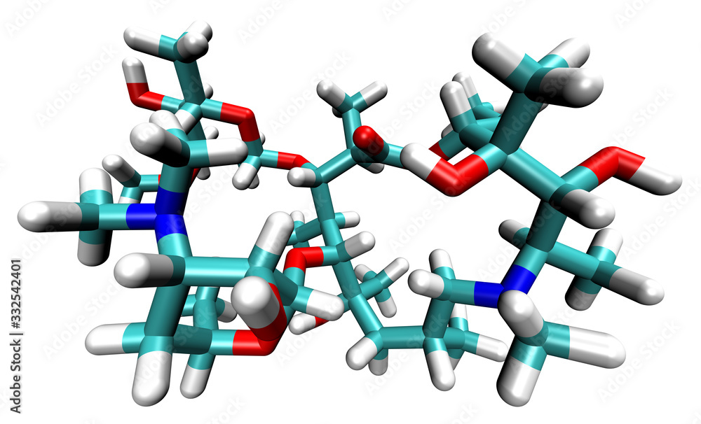3D structure of antibiotic Azithromycin, active against the COVID-19 ...
