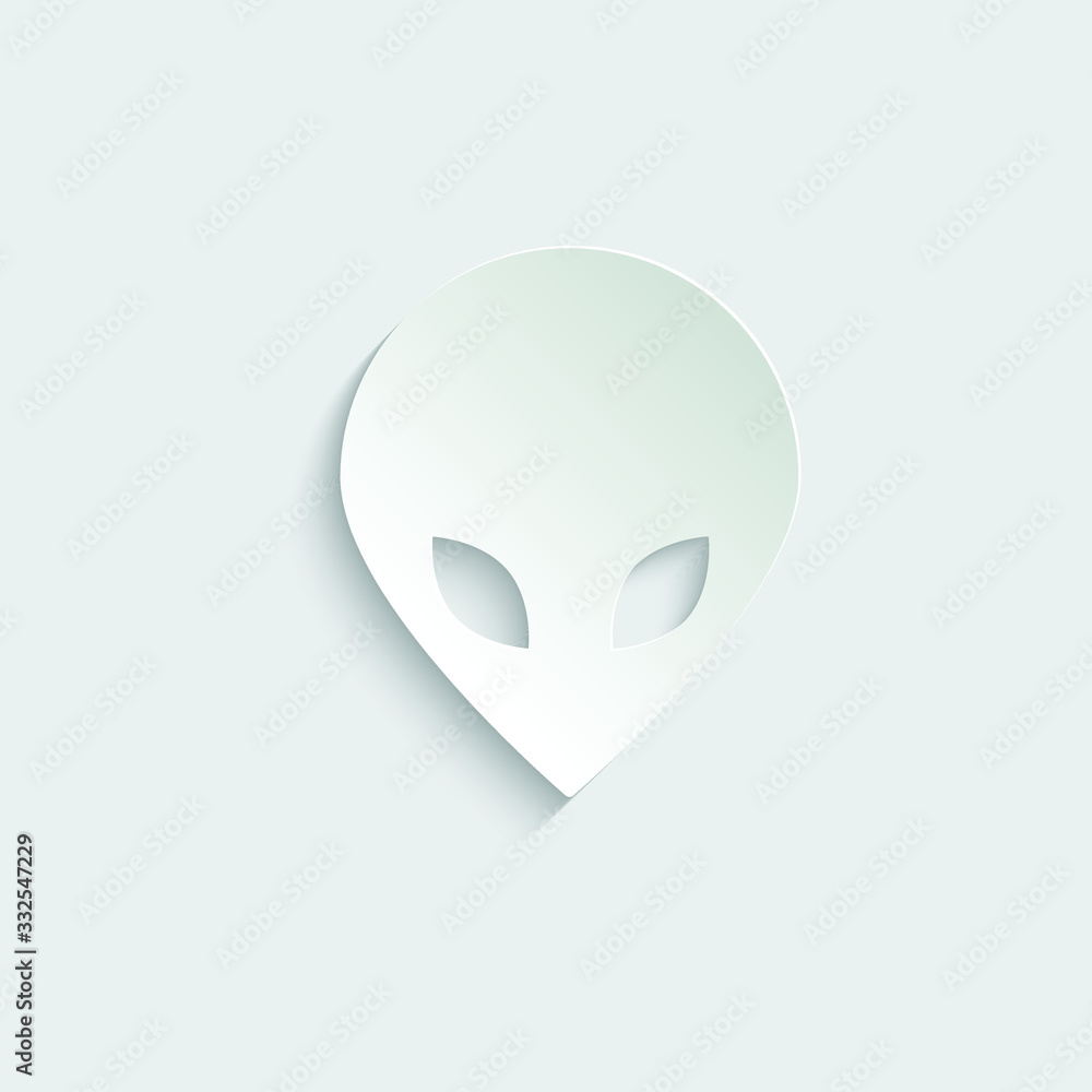Paper alien icon. black vector alien sign Stock Vector | Adobe Stock