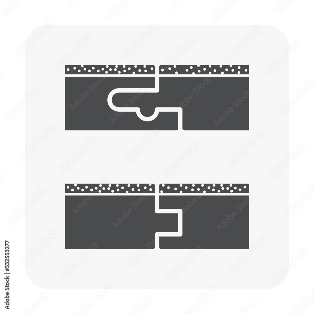 Wood floor construction joint vector icon. Consist of traditional ...