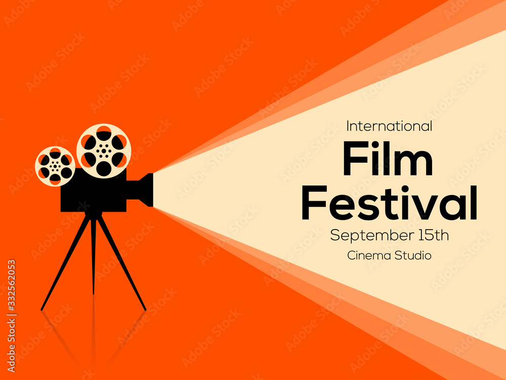 Movie and film poster design template background with vintage film ...