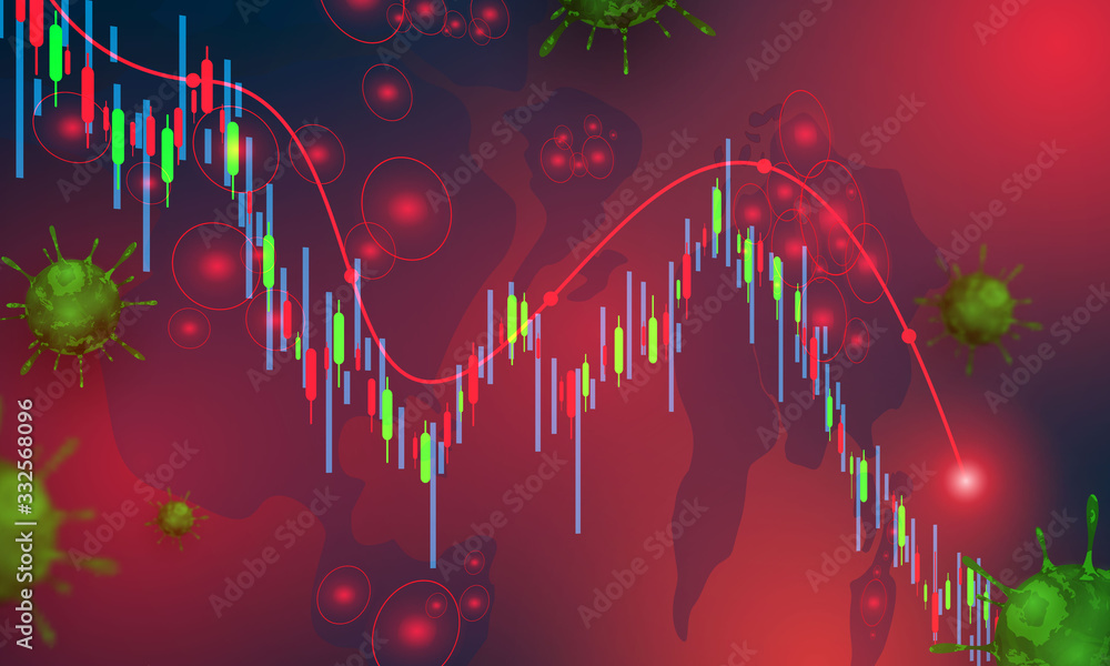 stock market crash caused by the Coronavirus, economic graph with ...