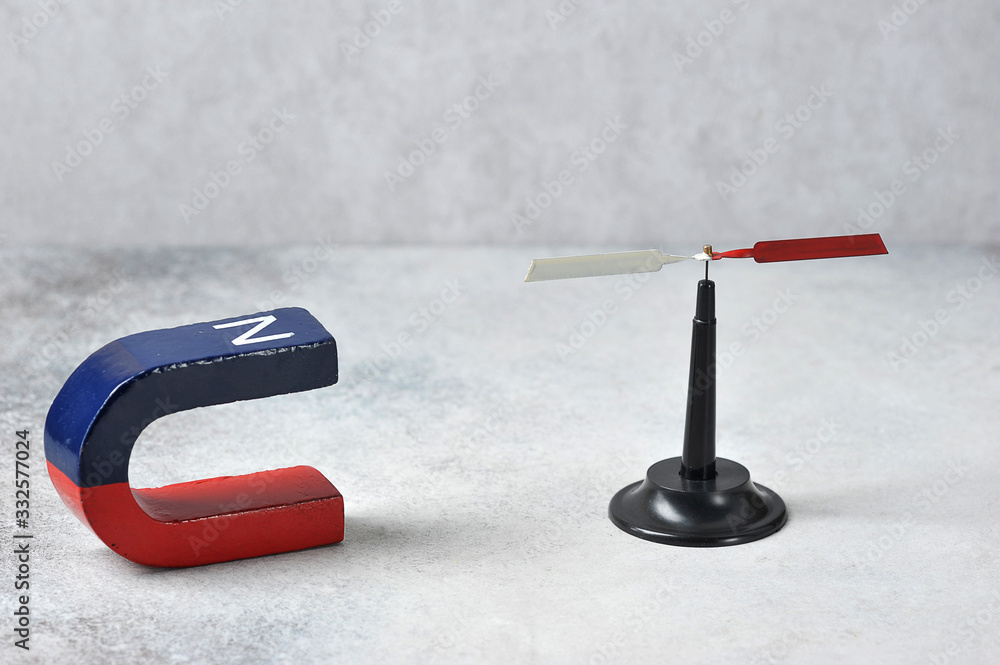 physical experiments - magnet and compass needle Stock Photo | Adobe Stock