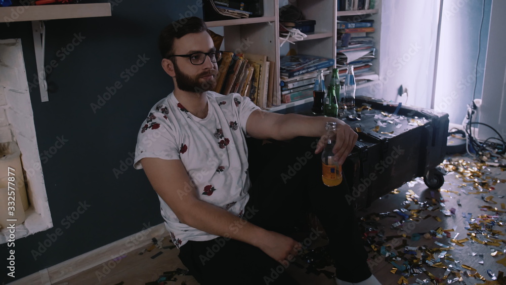 Camera moves around sad tired multiethnic friends lying down exhausted ...