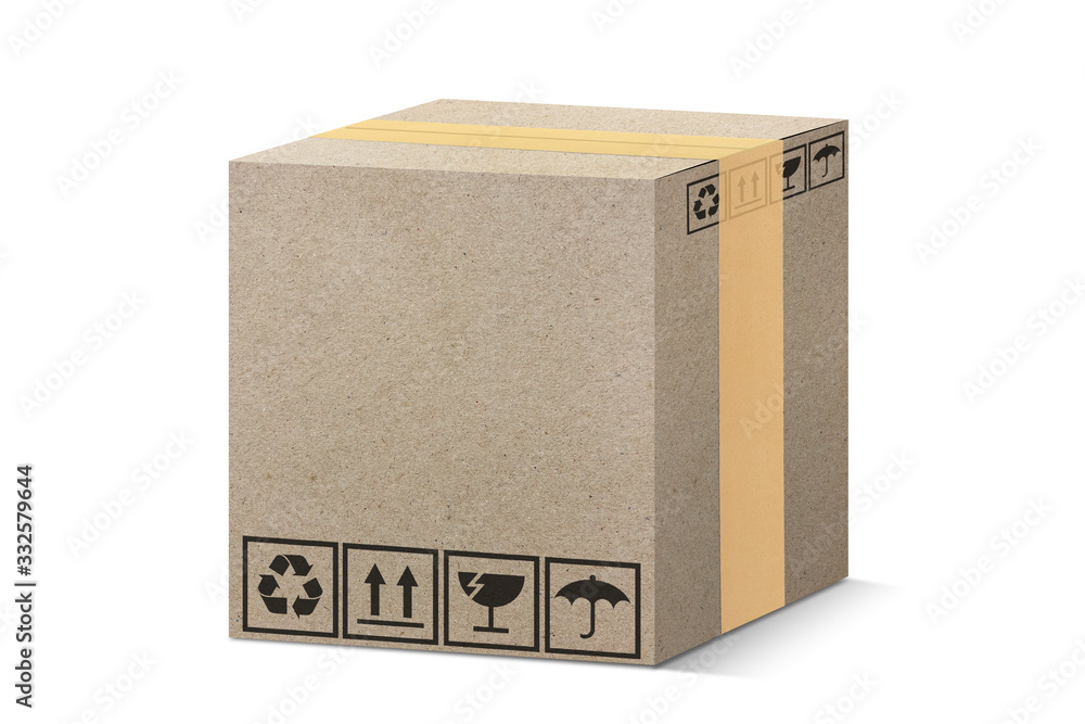Packaging paper and Shipping Box with symbol on box transport isolated ...