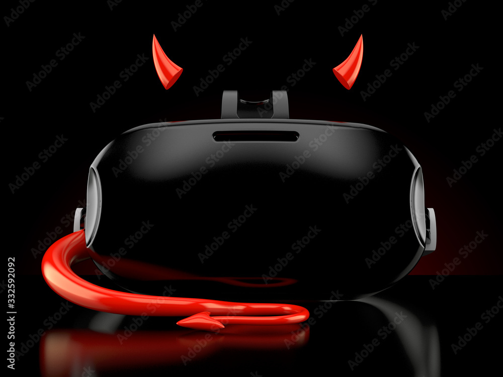 VR headset with devil horns and tail Stock Illustration | Adobe Stock