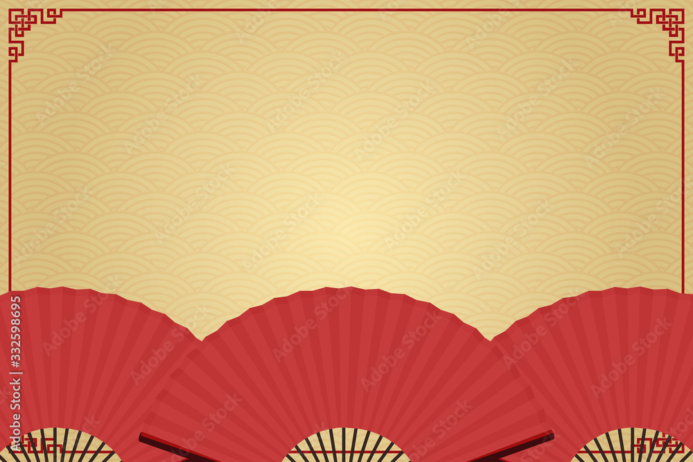 The Classic Chinese Background With The Traditional Fans Decorated ...