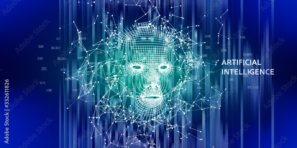 Abstract 3d wireframe face. AI. Artificial intelligence concept ... Abstract 3d wireframe face. AI. Artificial intelligence concept ...