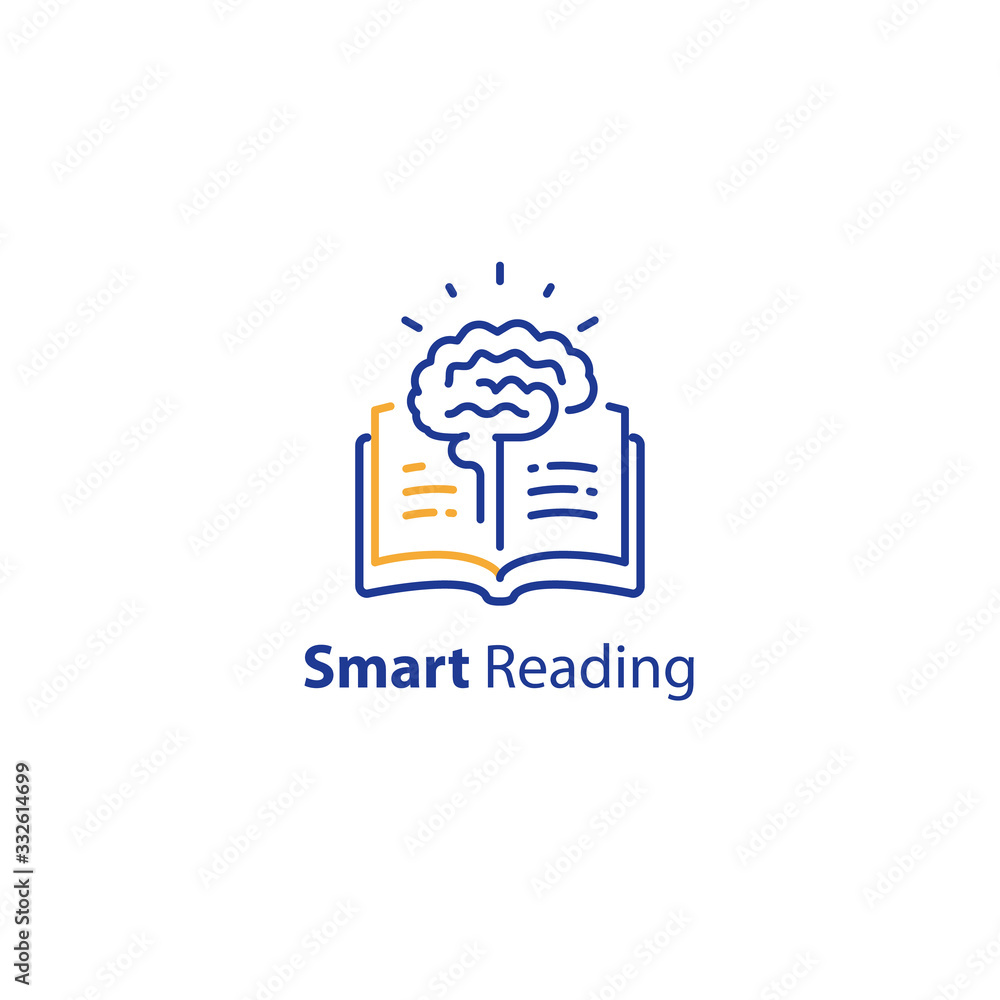 Brain and open book, intellect development, smart thinking, fast ...