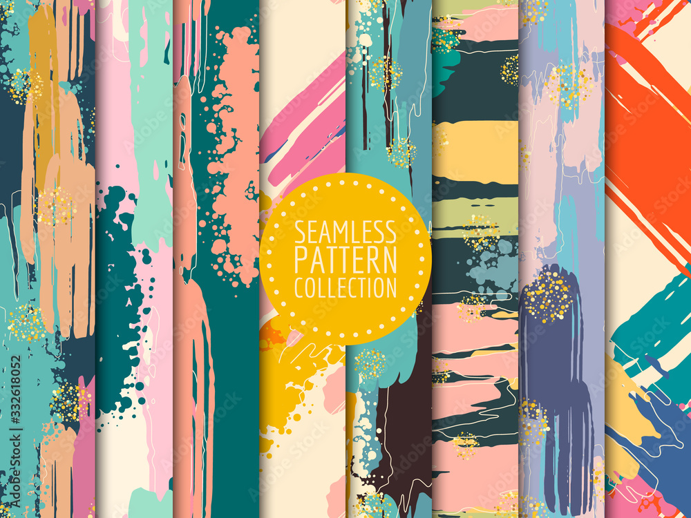 Abstract shapes seamless pattern collection. Vector design for paper ...