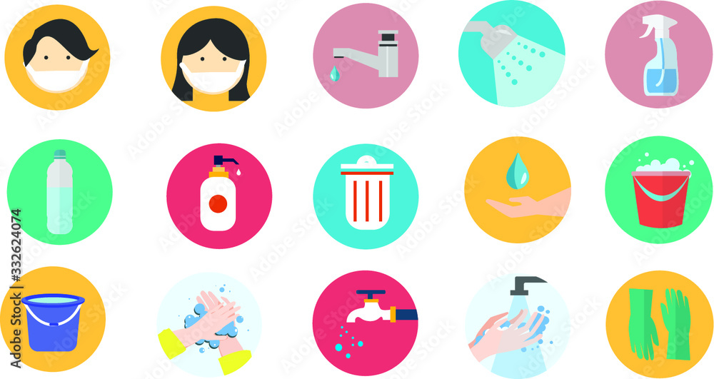 Covid 19 prevention measures- icon set Stock Vector | Adobe Stock