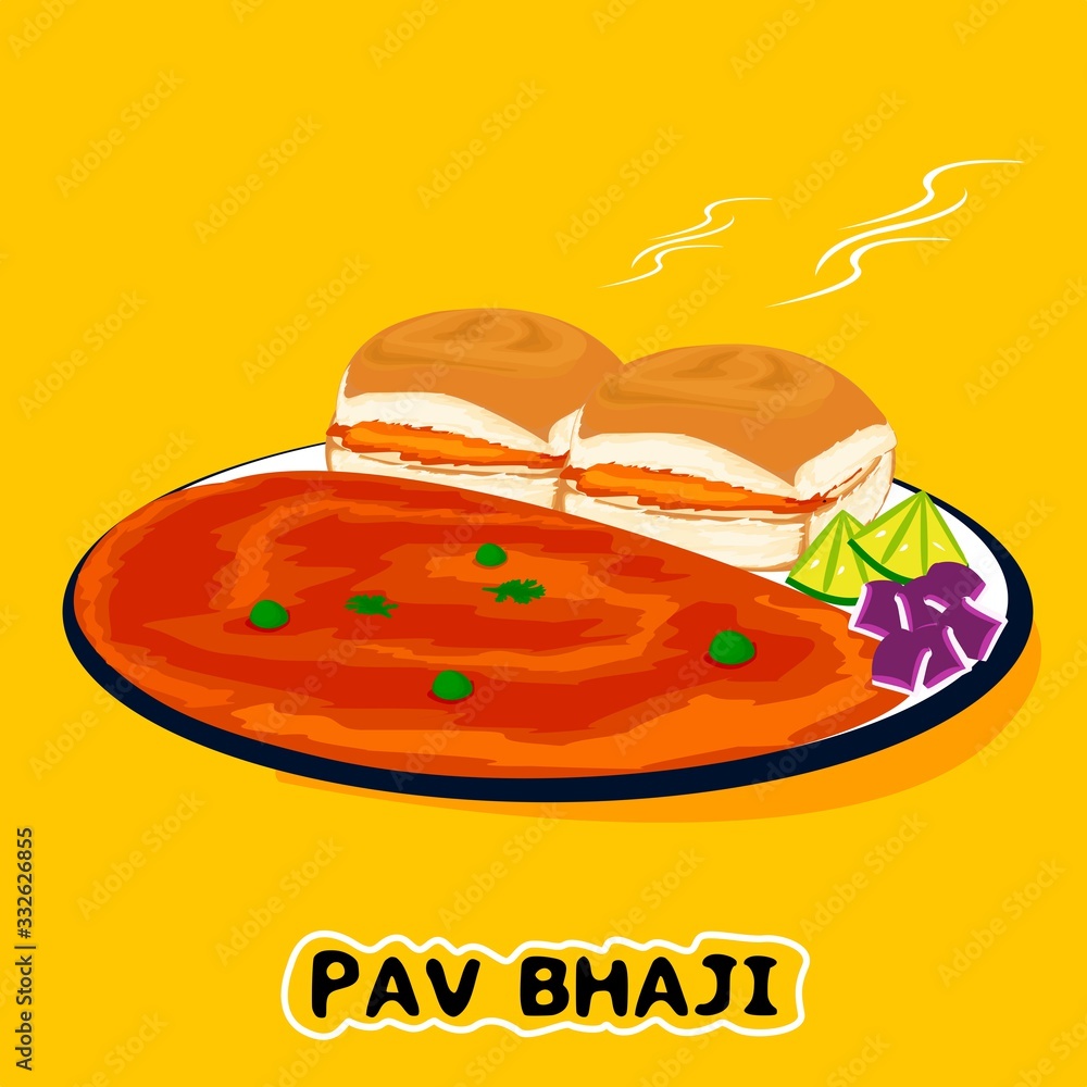 Pav Bhaji indian Street Food Vector Stock Vector | Adobe Stock