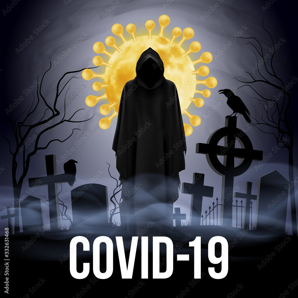 Illustration of Cemetery and Angel of Death. Apocalypse and Hell ...