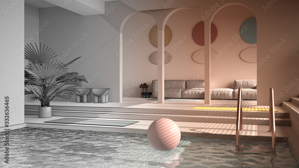 Architect interior designer concept: unfinished project that becomes ...