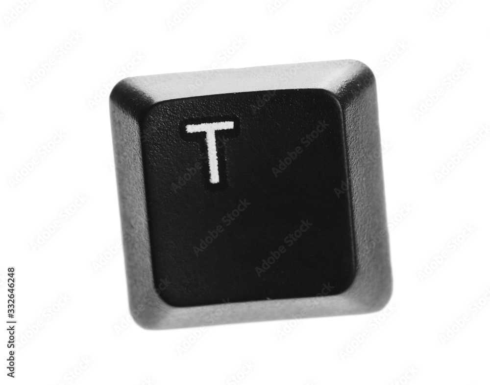 T letter, button computer keyboard isolated on white background ...