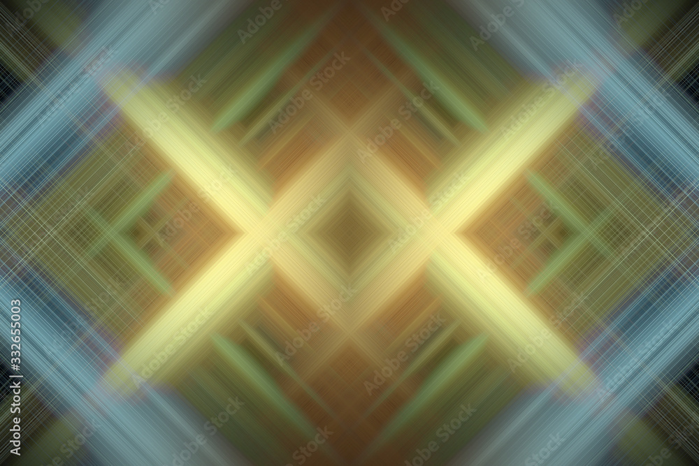 Falling symmetrical straight abstract 3-D rendered beams of bright ...