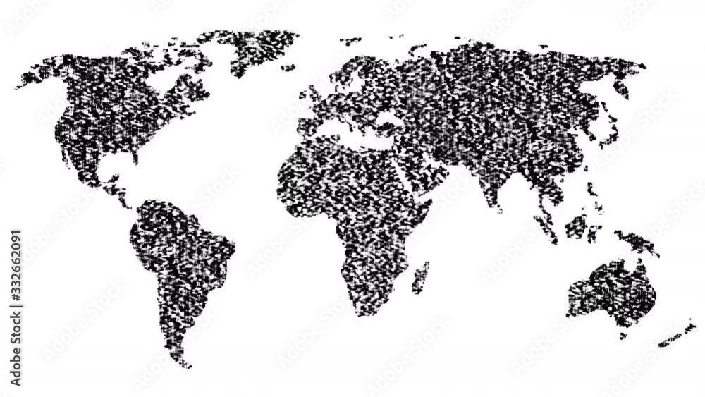 World Map Shaped Static Noise On White Background Stock ビデオ | Adobe Stock