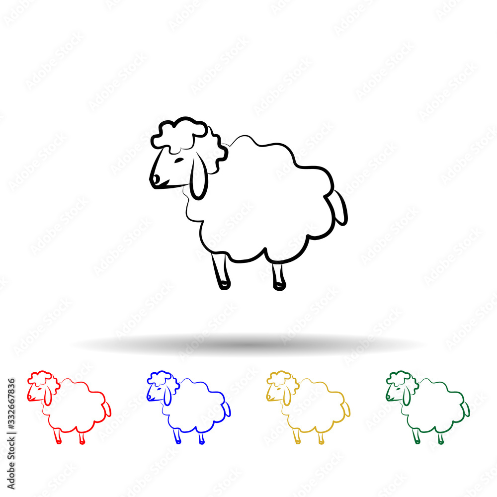 Sheep multi color icon. Simple thin line, outline vector of sheep icons ...