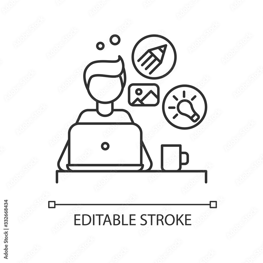 Graphic designer pixel perfect linear icon. Graphic editing, art design ...