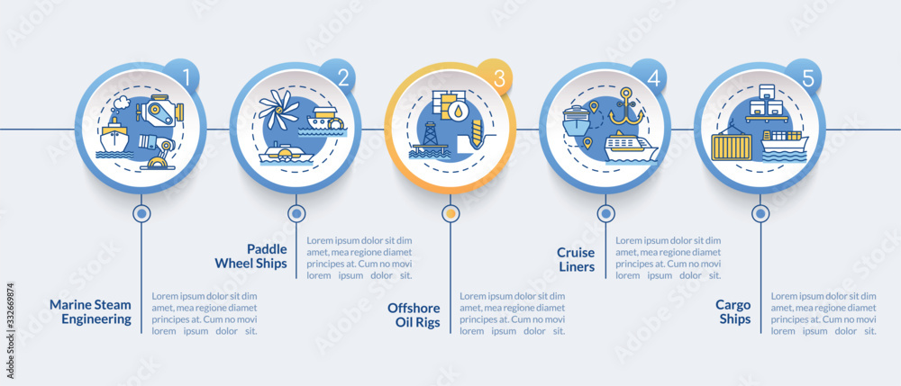 Marine engineering vector infographic template. Water transportation ...