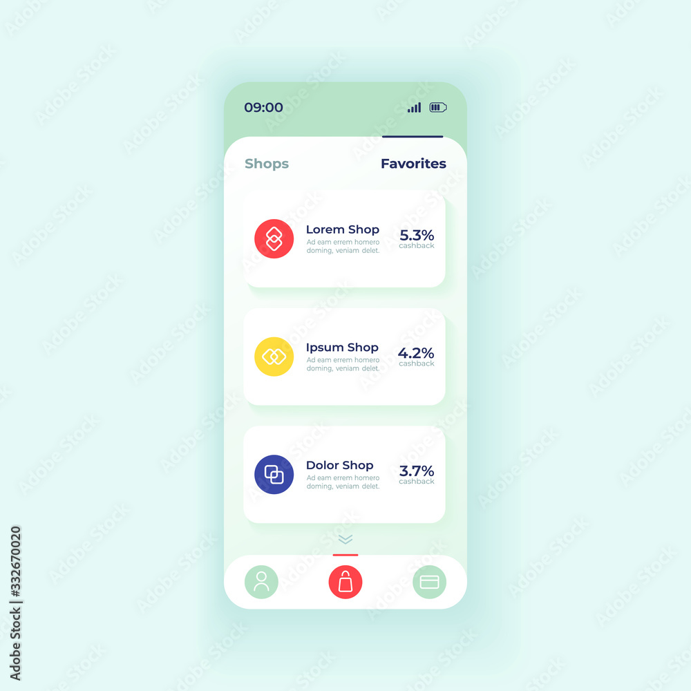 Internet shopping application smartphone interface vector template ...