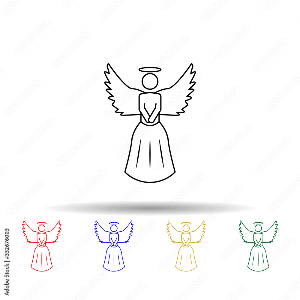 Angel multi color icon. Simple thin line, outline vector of angel and ...