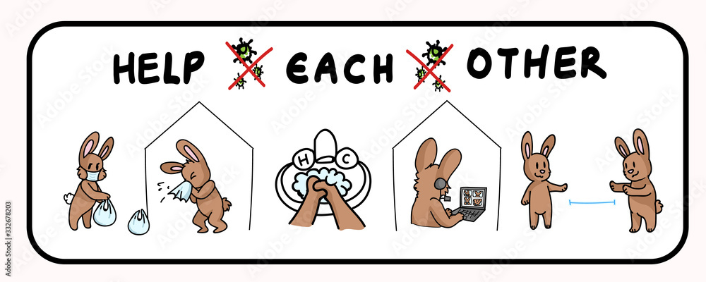 Corona virus crisis help each other banner poster. Stay positive covid ...