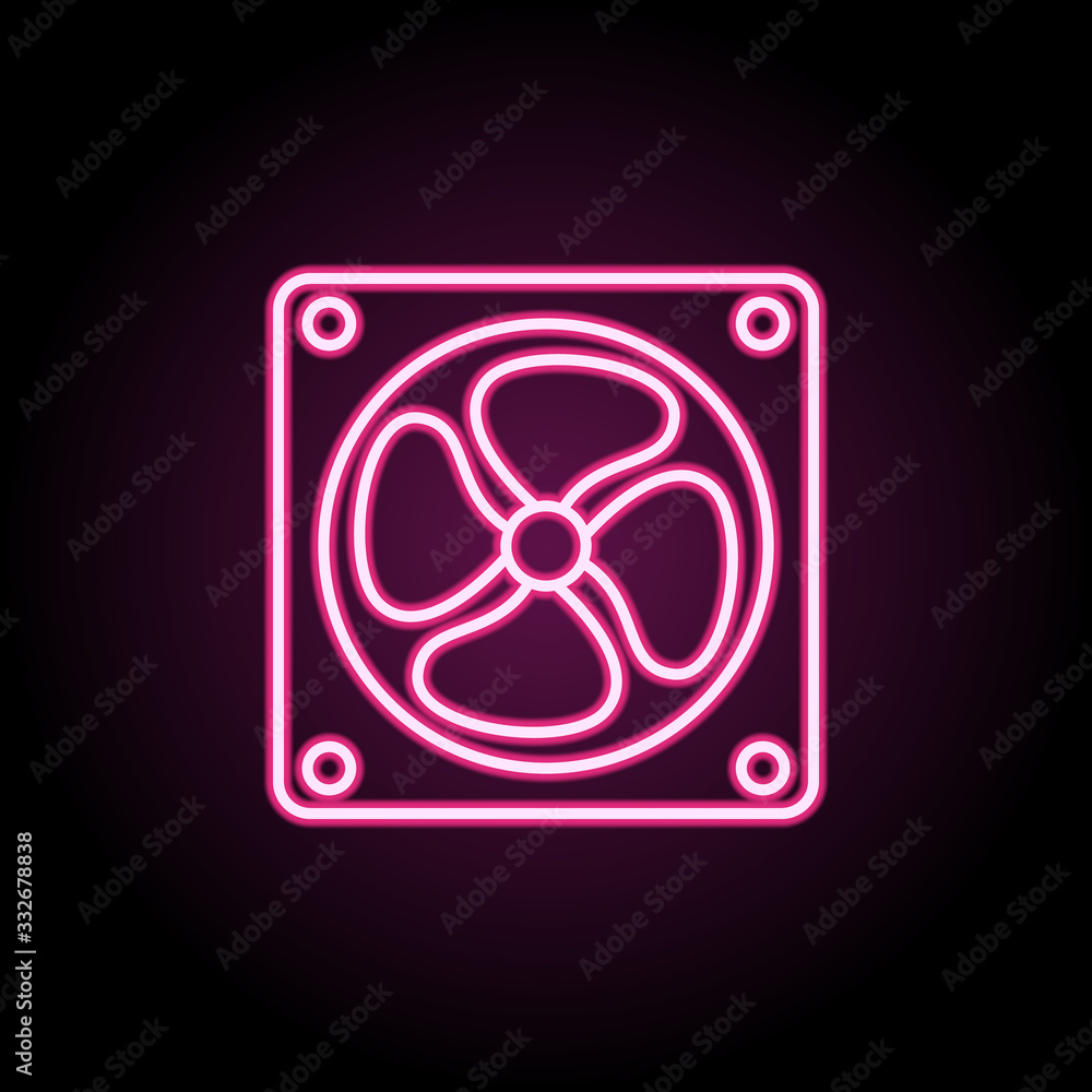 Pc system fan neon icon. Simple thin line, outline vector of computer ...