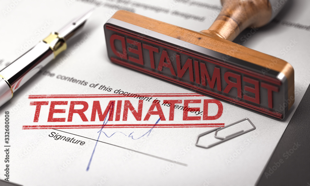 Contract Termination Agreement Word Terminated Printed On A Document