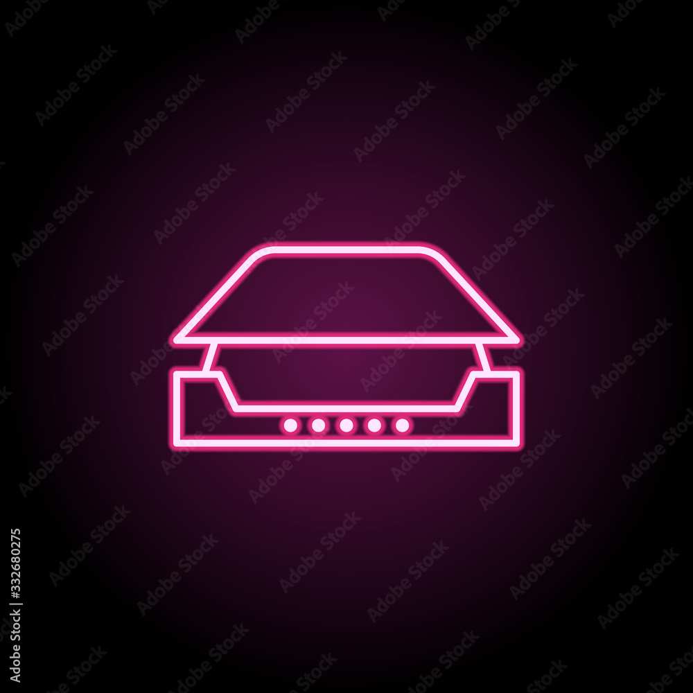 Pc scanner neon icon. Simple thin line, outline vector of computer parts icons for ui and ux ...